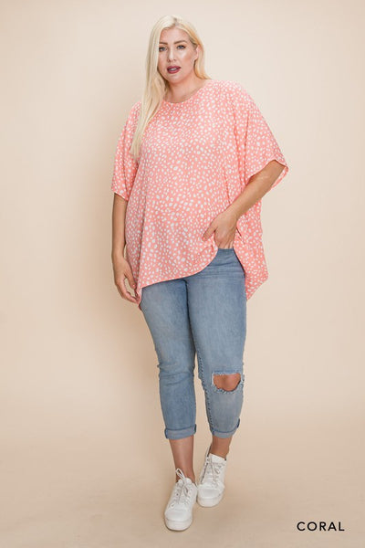 Coral Print Blouse